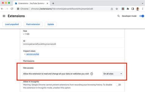 how to update browser extension s site access permission