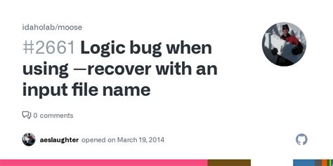 Logic Bug When Using Recover With An Input File Name Issue