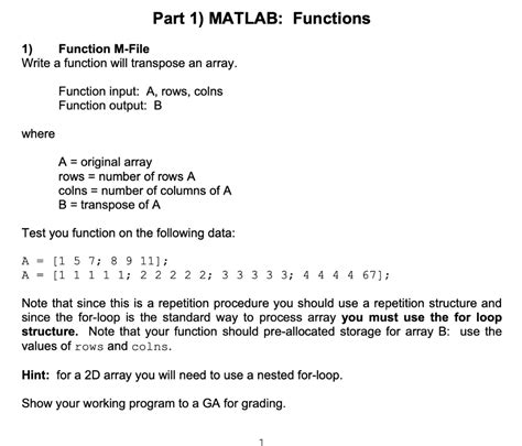 solved part 1 matlab functions 1 function m file write a