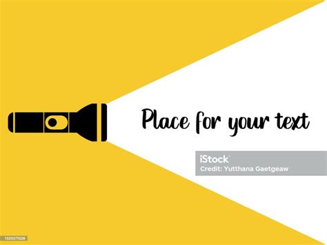 손전등 벡터 텍스트에 배치합니다 어두운 그림에 평평한 손전등의 개념 0명에 대한 스톡 벡터 아트 및 기타 이미지 0명 개념