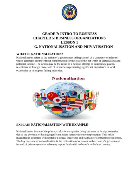 Gnationalisation And Privatisation Pdf