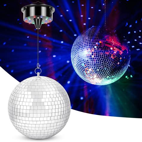 Meagoo Disco Ball With Motor And Light 8 Hanging Mirror Ball And 6rpm