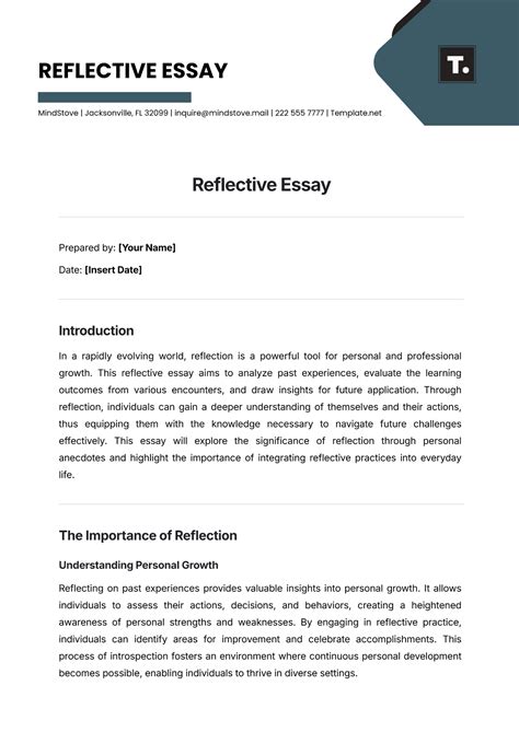 Free Reflective Essay Template To Edit Online