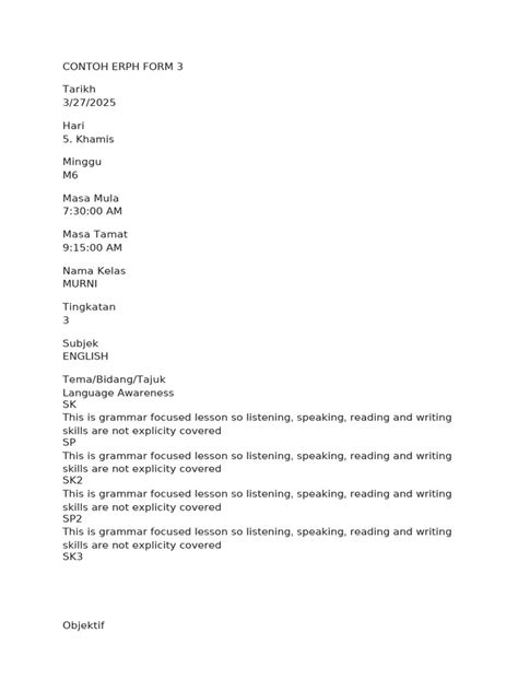 Contoh Erph English F3 Pdf