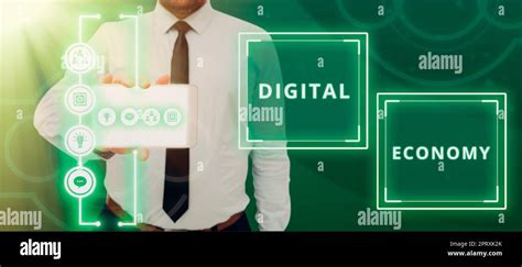 Conceptual Display Digital Economy Word Written On Advancement Of Economy Built Using Modern