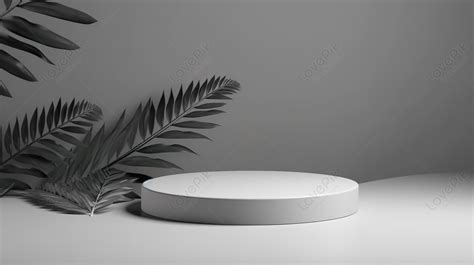 나뭇잎 그림자가 있는 미니멀리스트 회색 3d 스탠드 자연에서 영감을 받은 연단 디스플레이 리스 배경 연단 배경 제품