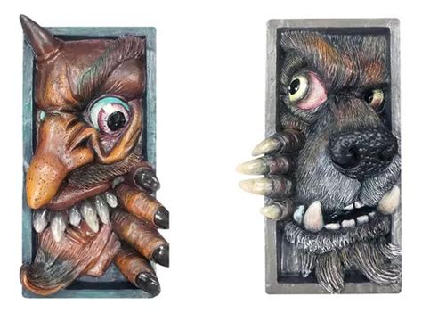 2x Monster Bookend Devil Peeping Bookshelf Escultura Adorno Cuotas