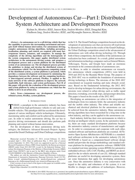 Pdf Development Of Autonomous Car—part I Distributed System