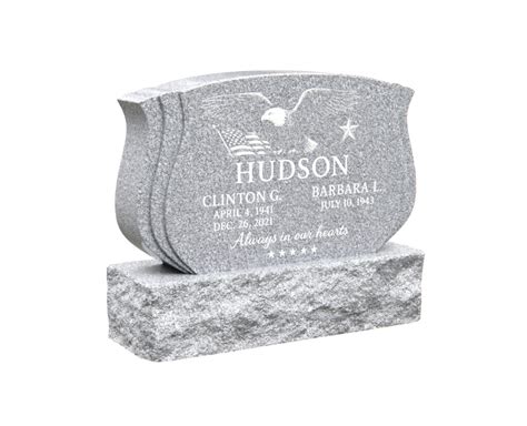 Patriotic Companion Headstone With Eagle And Flag Design — Capital