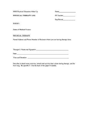 2010 2026 Form Ny Monticello Csd Physical Therapy Log Blank Fillable