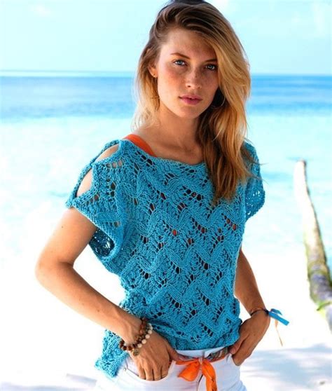 Ажурный топ с вырезами на плечах Связанный поперек топ благодаря воздушной структуре и