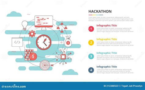 Hackathon Concept For Infographic Template Banner With Four Point List Information Stock