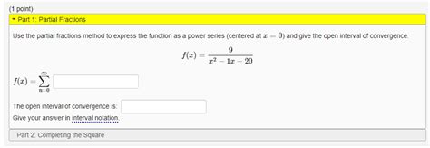 Solved 1 Point Part 1 Partial Fractions Use The Partial