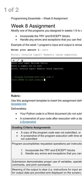 Solved Week 8 Assignment Modify One Of The Programs You