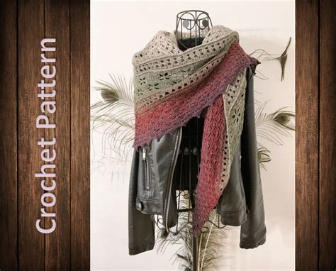 Crochet Pattern Flat Triangular Scarf Graia Etsy