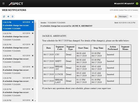 Alvaria Workforce Management™ Viewing Notifications