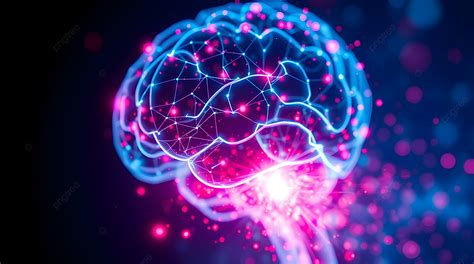 Brain With Red Partical Representing Ai Intelligence Background Brain