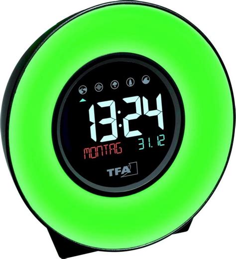Tfa Dostmann 60 2023 02 Quartz Alarm Clock White Blue Yellow Green