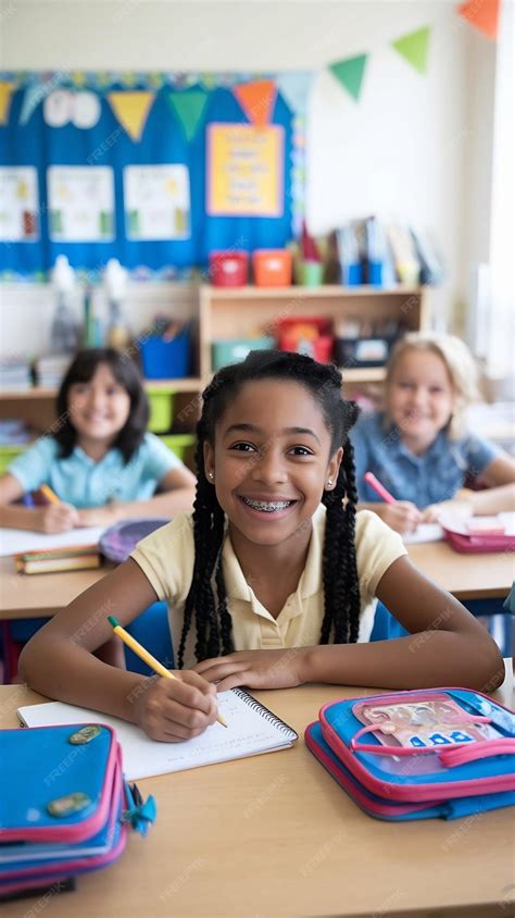 In Elementary School Class Portrait Of A Brilliant Black Girl With