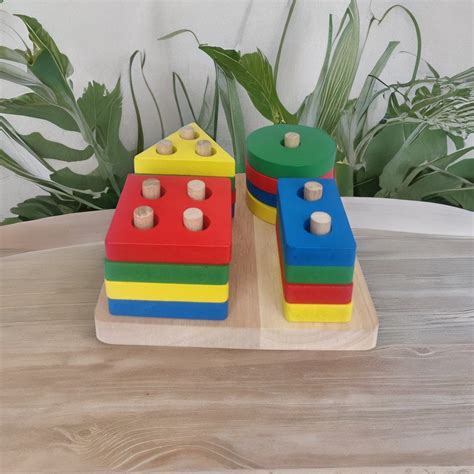 Erenjoys Geometric Shape Stacker Square Learn Shapes And Colors