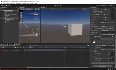 Hdrp Depth Of Field Volumes And Sequences Unity Engine Unity