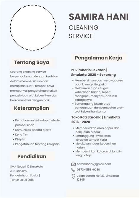 5 Contoh Cv Cleaning Service And Tips Membuatnya Lengkap