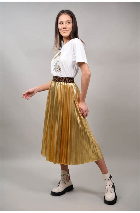 Fusta Lunga Plisata Gold