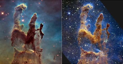 Photo Of The Pillars Of Creation Shows The Lens Upgrade Of Webb Vs