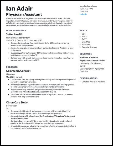 5 Physician Assistant Pa Resume Examples And Templates