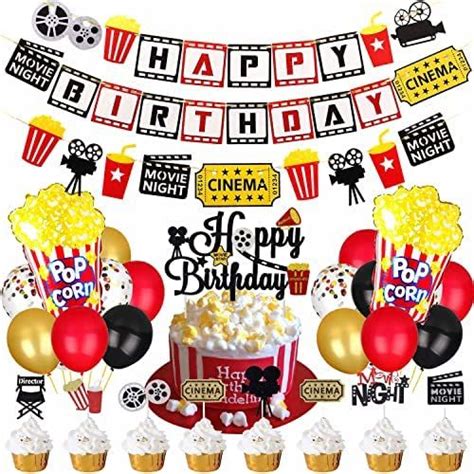 Movie Birthday Party Decoration Kit Happy Birthday Banner Movie Theme Garland Cake Cupcake