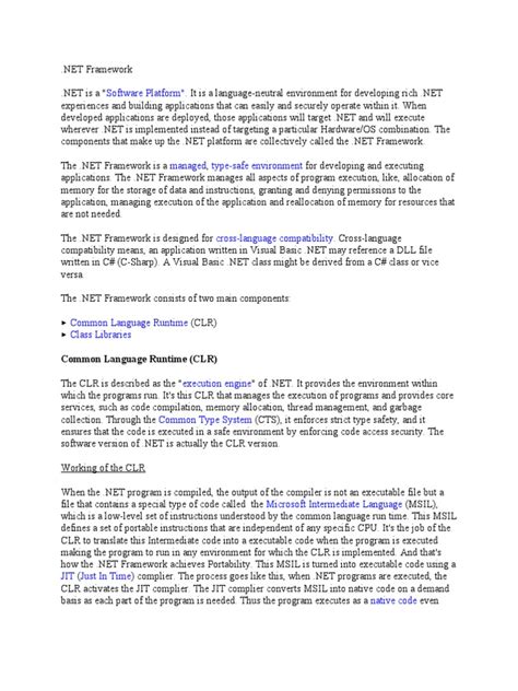 Software Platform Common Language Runtime Clr Pdf Runtime