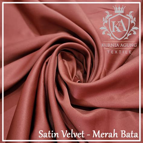 Kain Warna Merah Bata Teracota Soft Tulle Satin Velvet Bahan Gaun Bahan