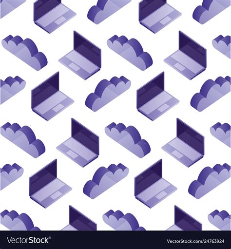 Laptop Computer Cloud Storage Data Pattern Vector Image