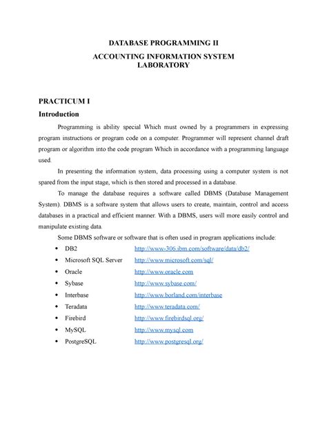 database programming ii accounting information system laboratory