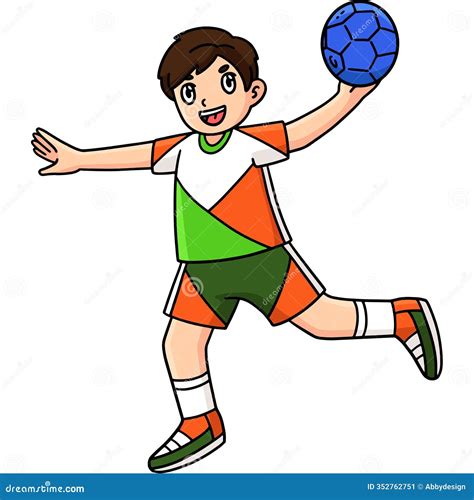 Handball Player Ready To Pass Ball Cartoon Clipart Stock Vector
