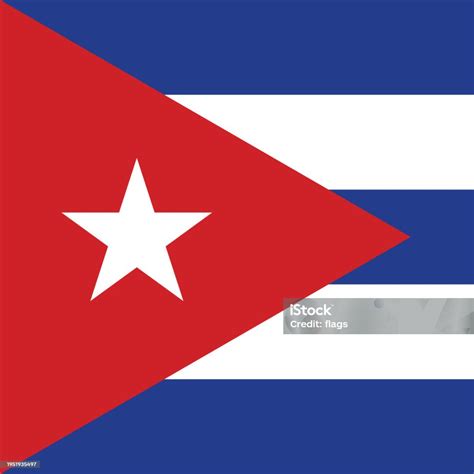 쿠바 국기 플래그 아이콘입니다 표준 색상 사각형 깃발입니다 사각형 아이콘입니다 컴퓨터 일러스트레이션 디지털 일러스트레이션 벡터 일러스트 레이 션입니다 0명에 대한 스톡 벡터