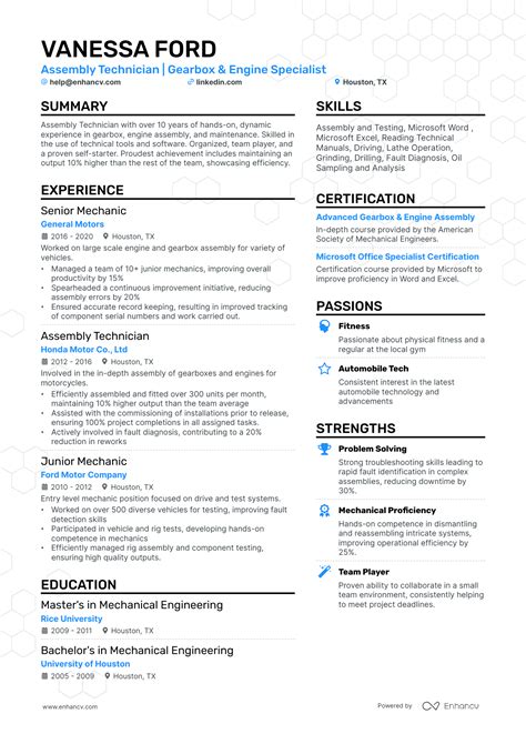 10 Assembly Technician Resume Examples And Guide For 2026