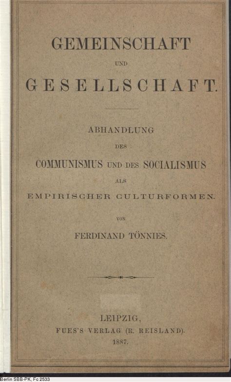 Deutsches Textarchiv Tönnies Ferdinand Gemeinschaft Und