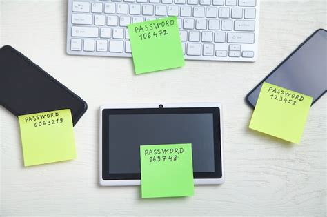 Premium Photo Password Message Written On Sticky Notes Smartphones Tablet Computer Keyboard