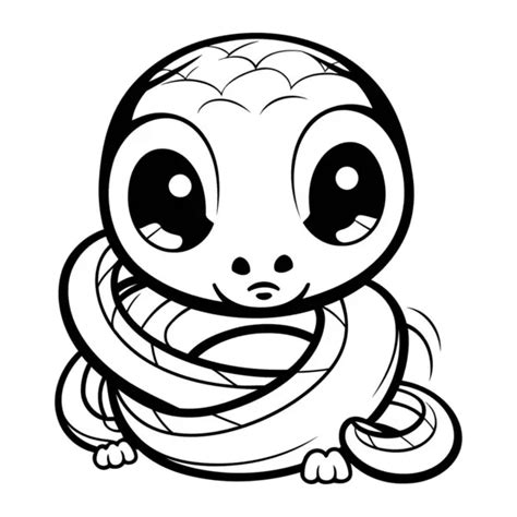 Kartun Ular Yang Lucu Ilustrasi Vektor Hitam Dan Putih Untuk Vektor Stok Oleh ©ibrandify 681857920