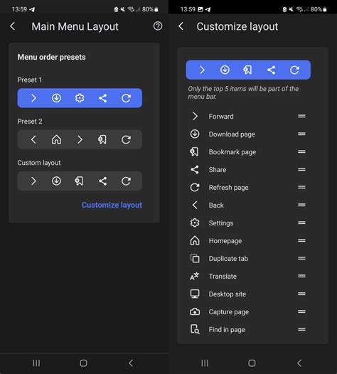 Customize Vivaldi for Android's Menu Bar - gHacks Tech News