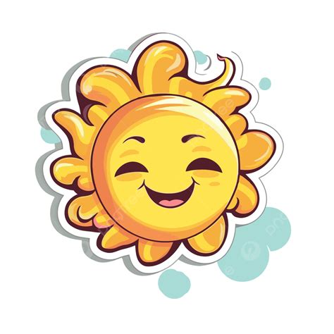 웃는 얼굴로 만화 태양 스티커 클립 아트 벡터 고립 된 만화 선샤인 레이와 스티커 디자인 상표 Png 일러스트 및 벡터 에 대한 무료 다운로드 Pngtree