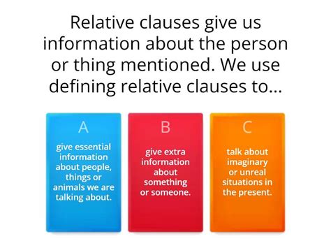 Relative Clauses Defining And Non Defining Summary Cuestionario