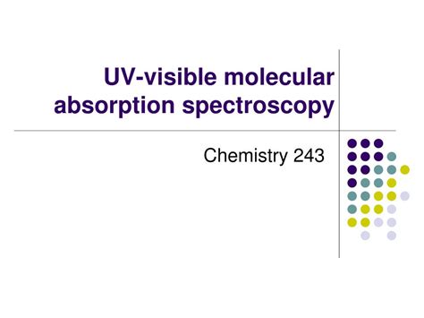 PPT UV Visible Molecular Absorption Spectroscopy PowerPoint Presentation ID