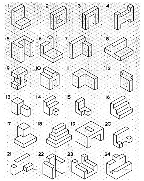 17 Isometric Drawing Exercise Examples Isometric Drawing Isometric