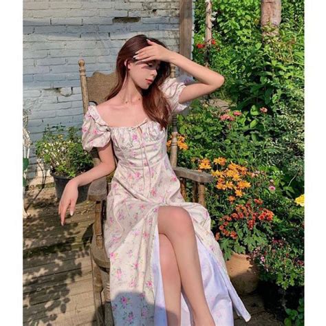 Vintage Floral Cottage Fairy Maxi Dress Cottagecore Dress