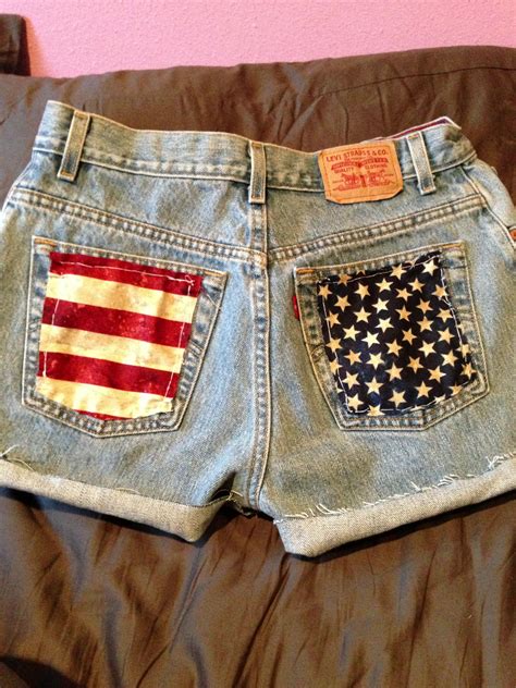 American Flag Patched Diy Summer Shorts 4th Of July Denim Shorts 4h