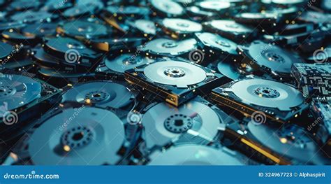 Computer Hard Disk Drives Storing Big Data Information Stock Image