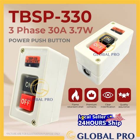 TBSP-330 30A 3Pole On/Off Push Button Power Switch Self-Locking for ...