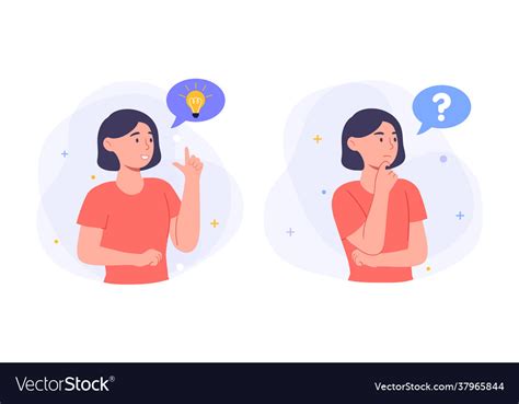 Woman Thinking Problem Solving Decision Making Vector Image